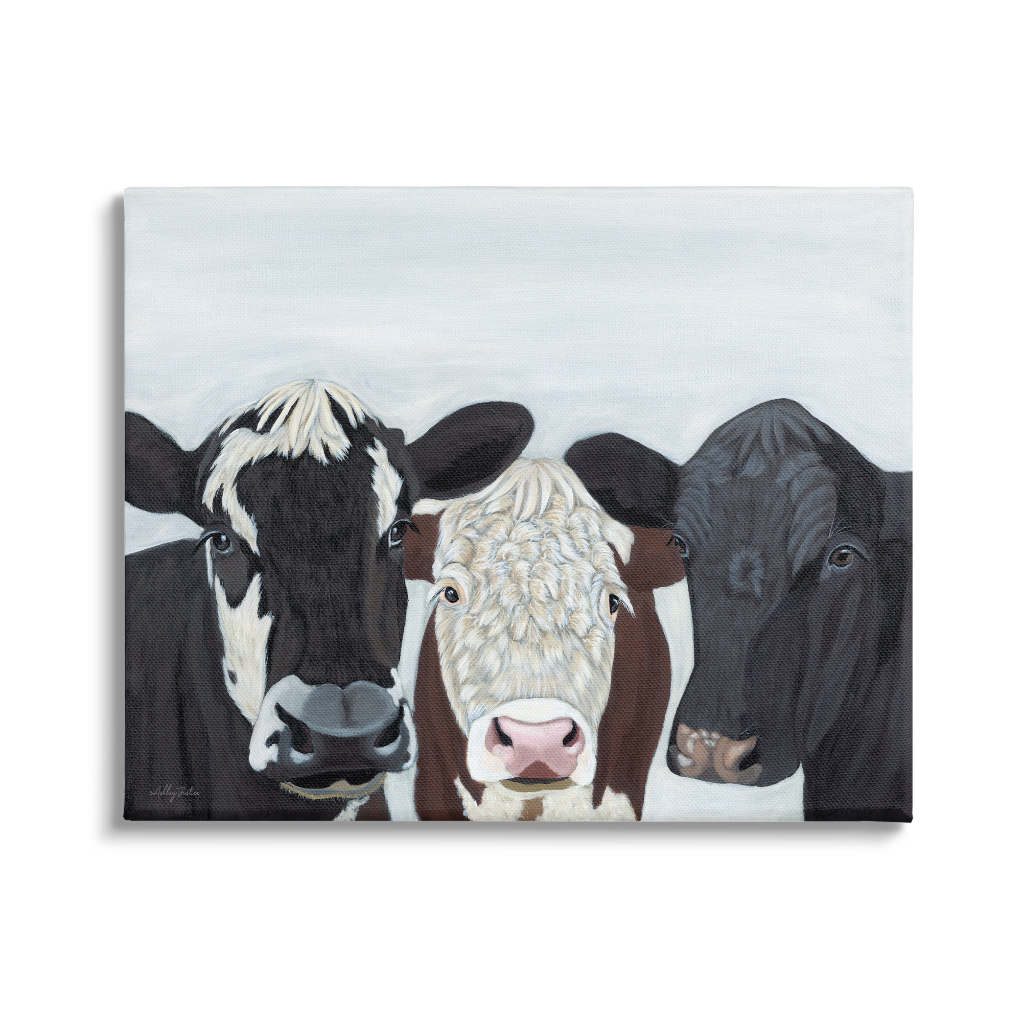 Stupell Industries Three Cows Fun Farmhouse Portrait by Ashley Justice ...
