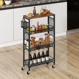 17 Stories 4 layers Metal Bar Cart Food Cart Serving Cart with Casters ...