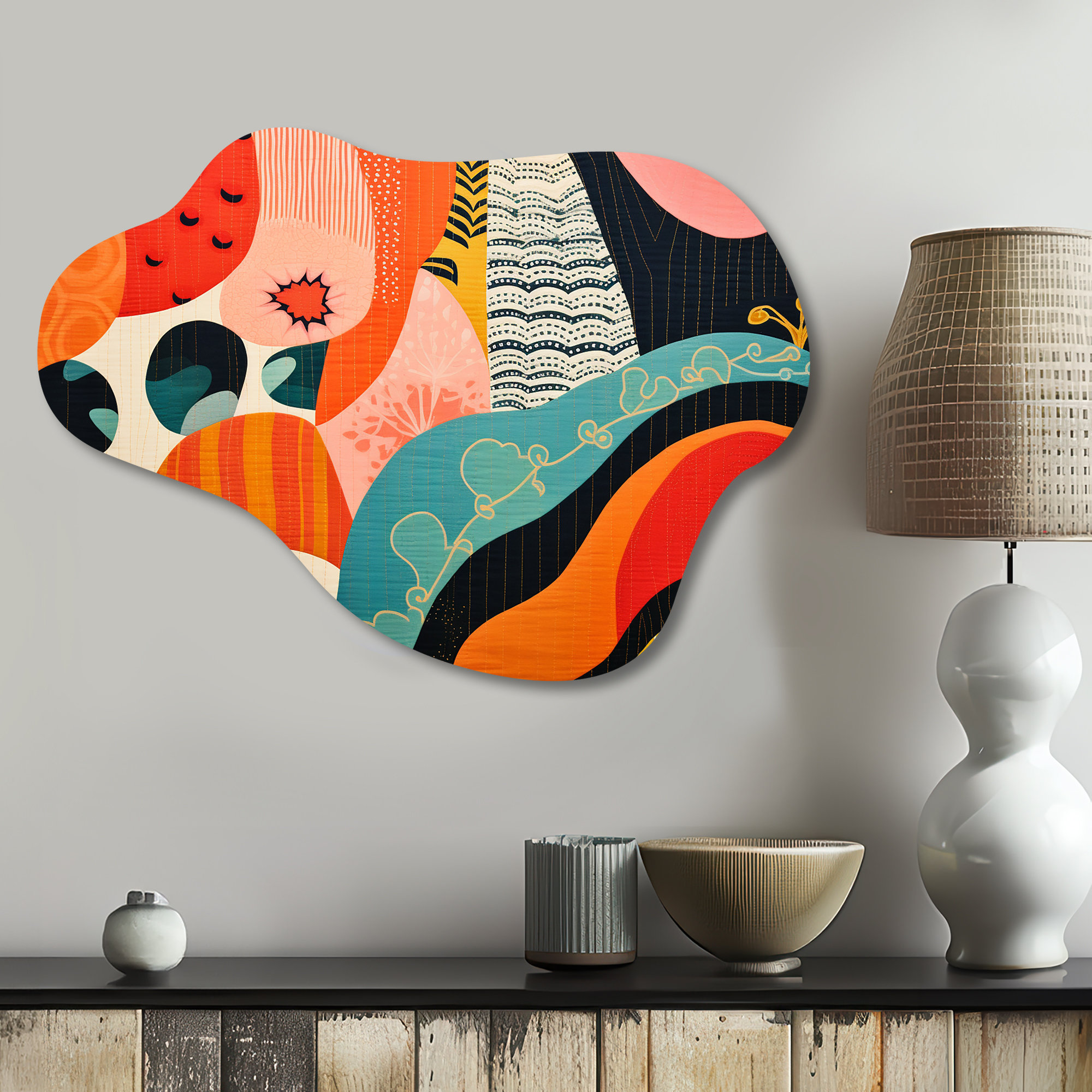 Design Art Mid Century Vintage Textiles II - Abstract Midcentury Cloud ...