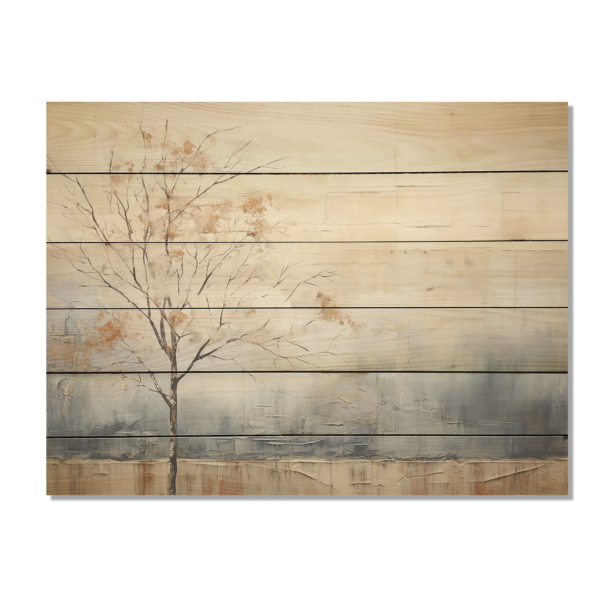 Lark Manor™ Minimalism Beige And Blue Countryside I - Countryside Wood ...