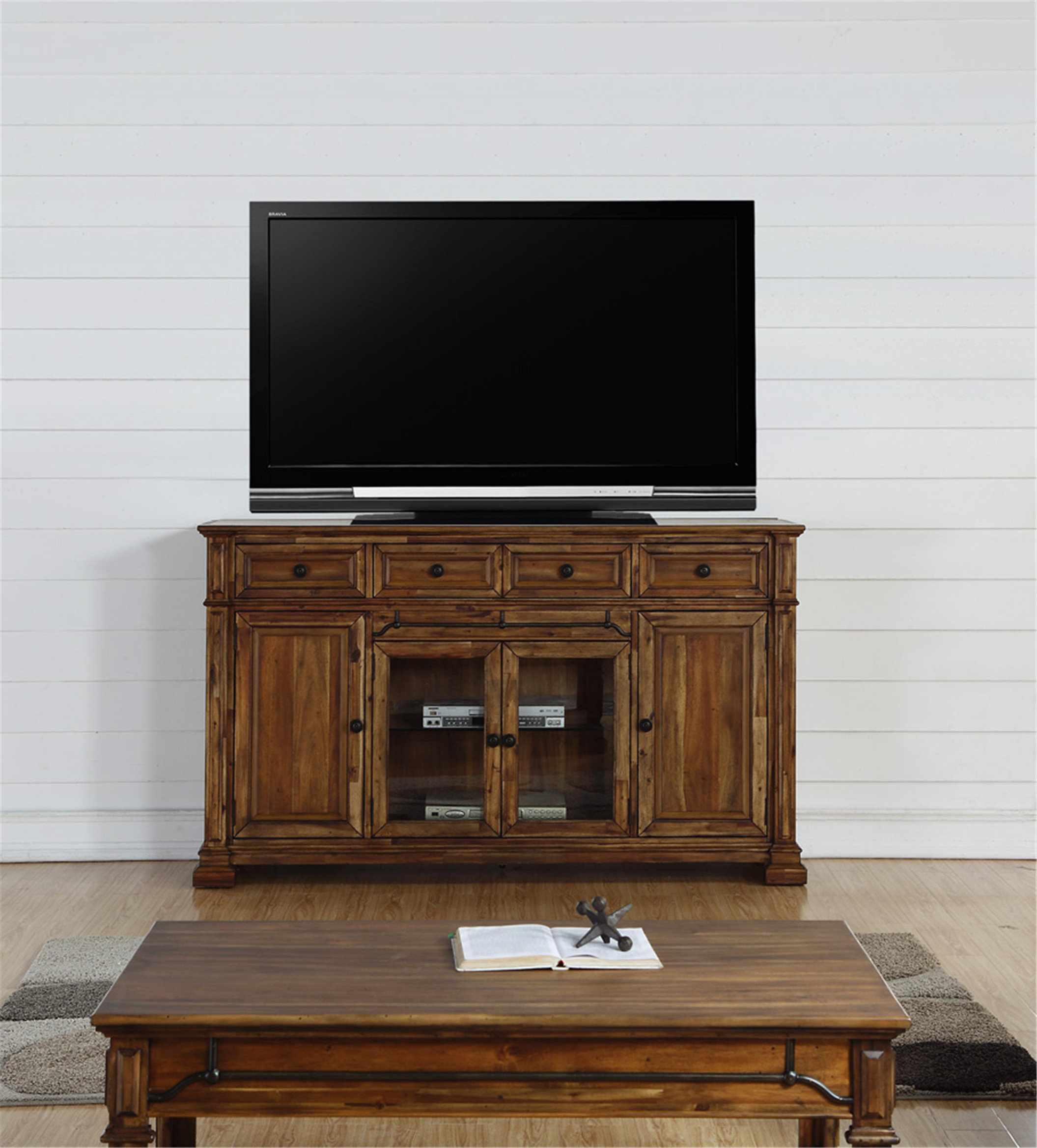 Canora Grey Versatile Rustic TV Stand Console with Ample Storage and No ...