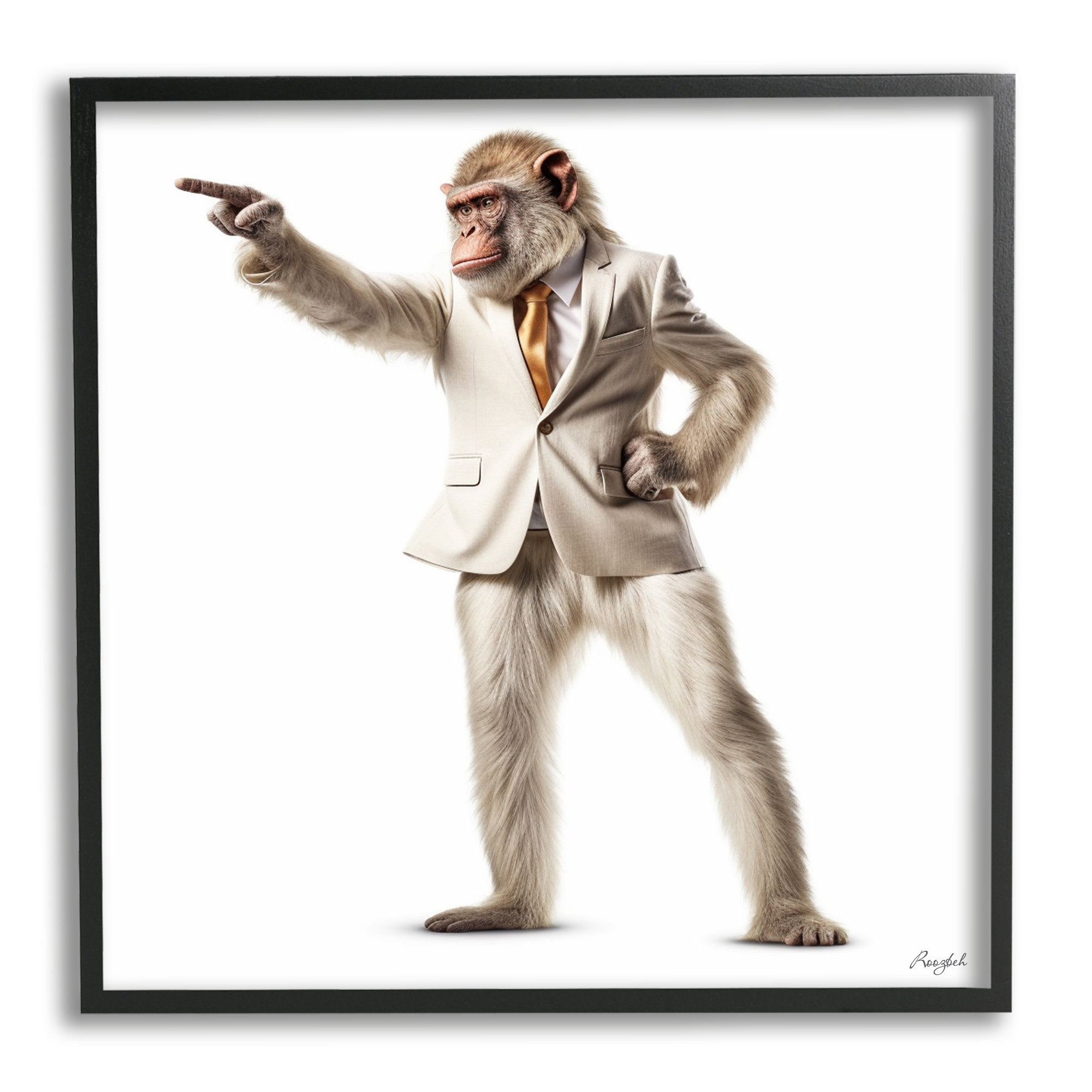 Stupell Industries Az-160-Framed Stylish Ape In Suit by Roozbeh | Wayfair