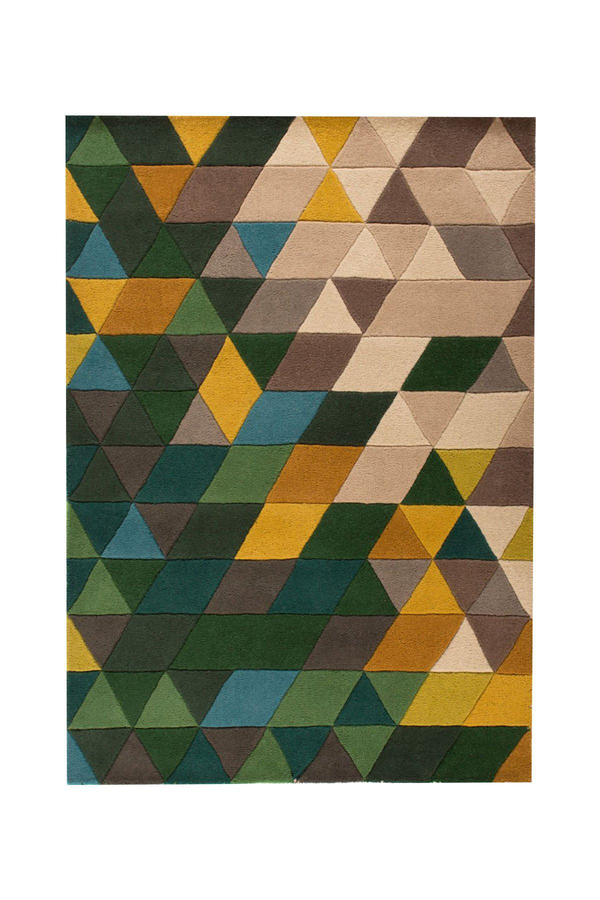 Hokku Designs Geometric Triangle Pattern Green Beige Yellow Woven Base ...