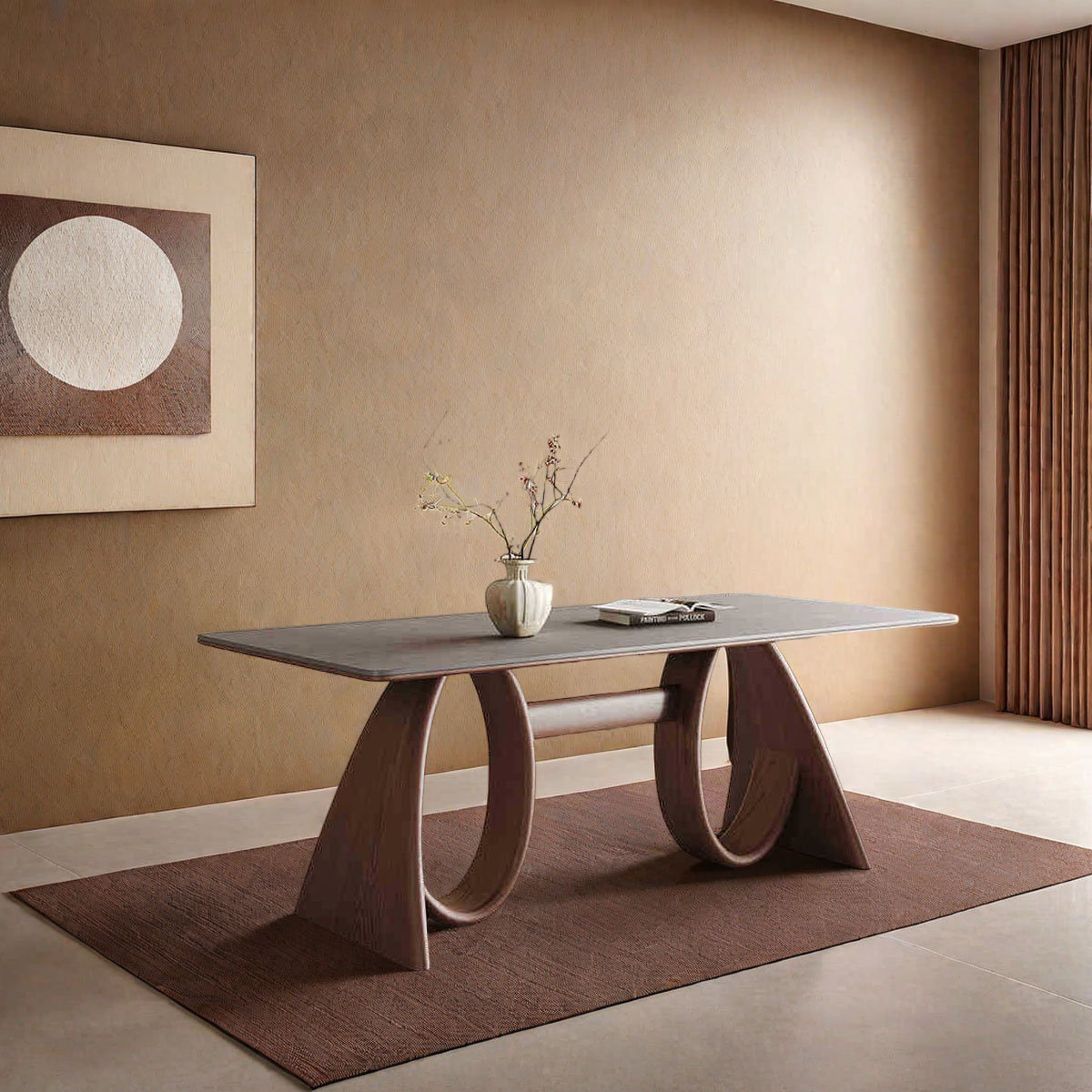 Brayden Studio® Mid-Century Nordic Rock-Board Dining Table | Wayfair