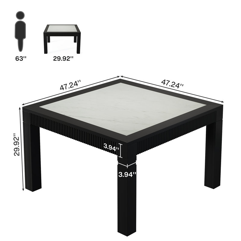 Ebern Designs 47-Inch Faux Marble Square Dining Table | Wayfair