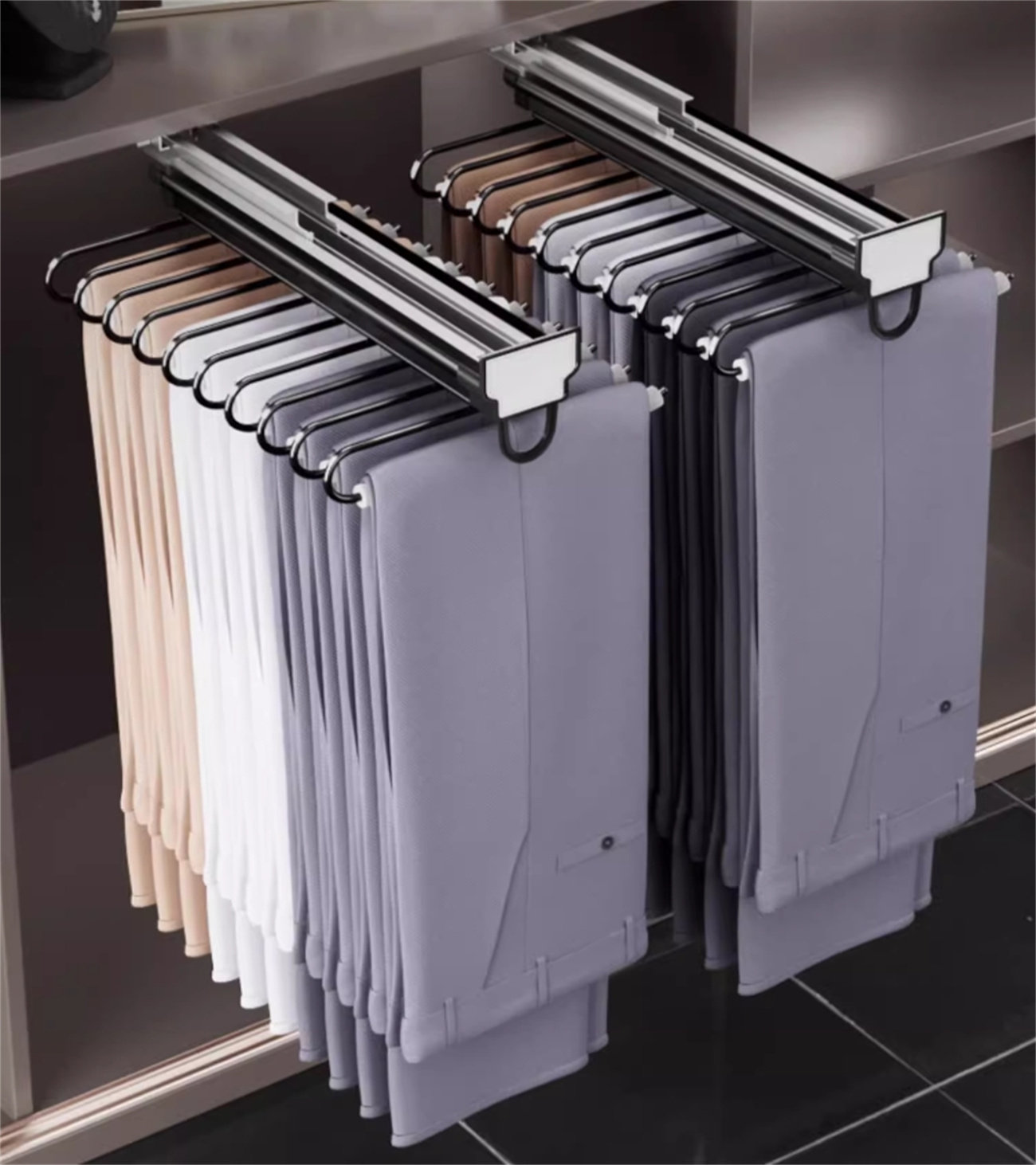 Thrones Designs Toptrack Single-Row Pull-Out Pants Rack | Wayfair
