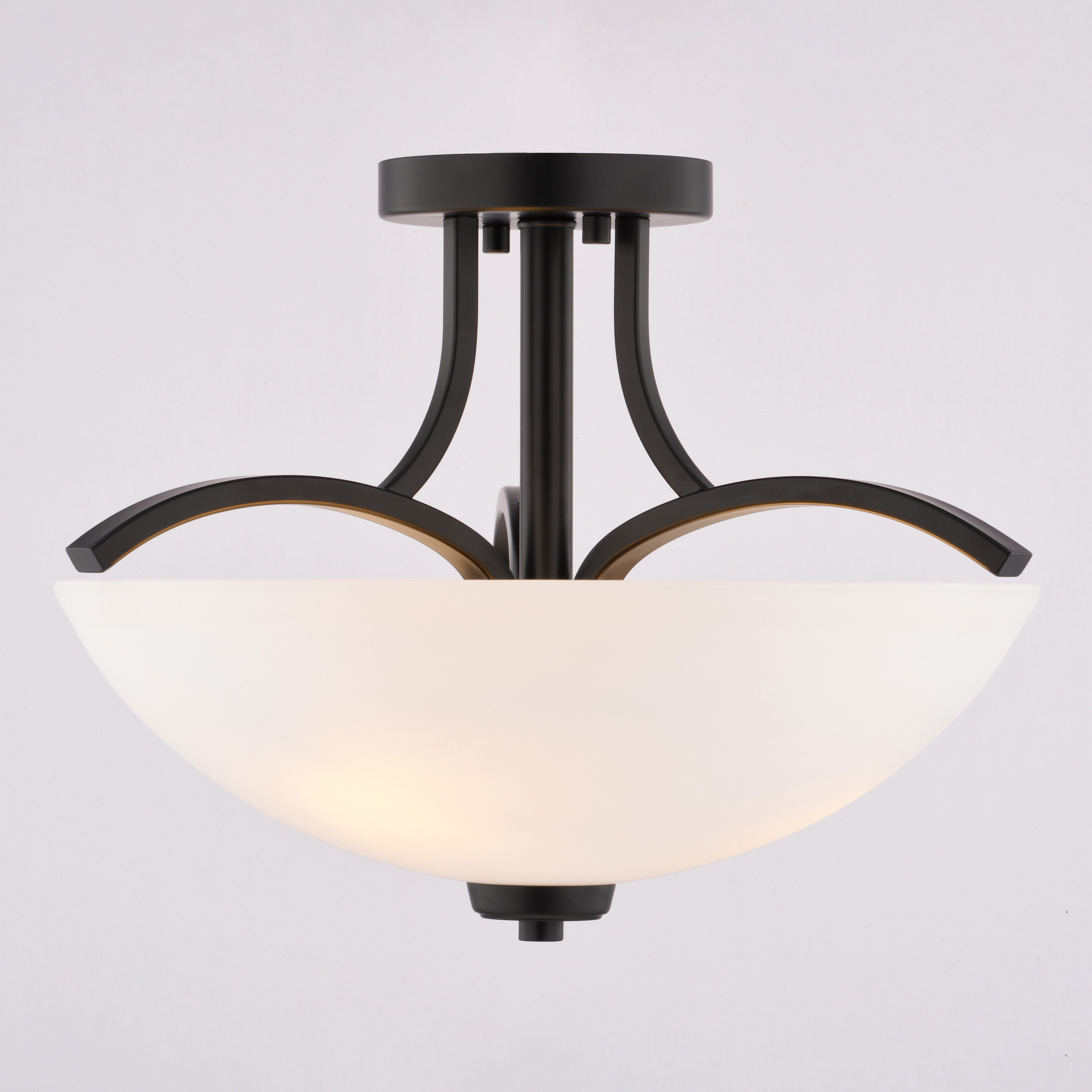 Winston Porter Fernwood 3-Light 14.5 In. Wide Matte Black Bowl Semi ...