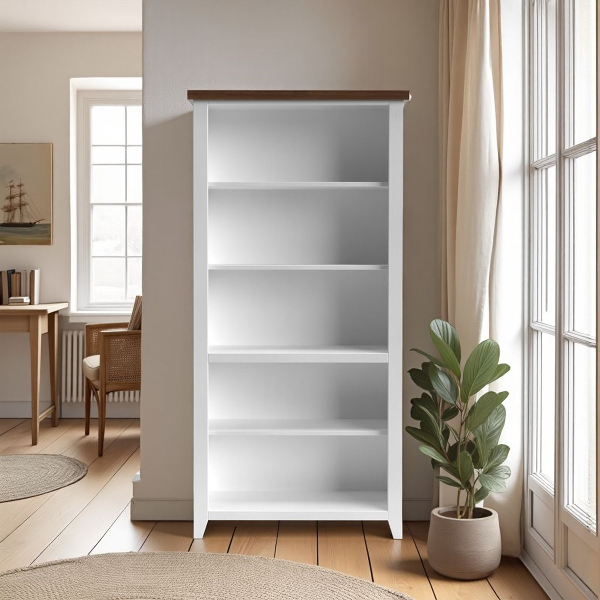 One Allium Way® 72" High 5-Shelf Jasmine Whitewash and Barnwood ...