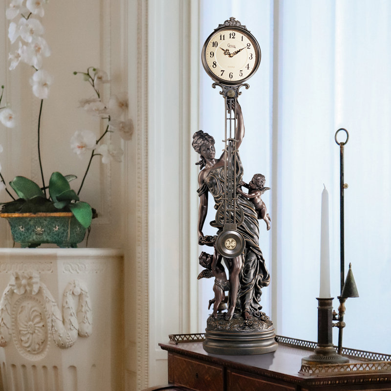 Design Toscano Grand-Scale Flora Sculptural Swinging Pendulum Clock ...