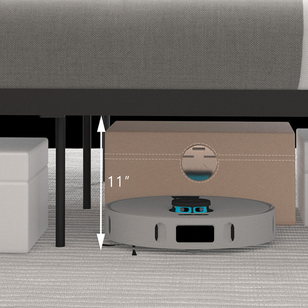 17 Stories Sederick 40'' Metal and Wood Bed Frame, Walnut Headboard and ...