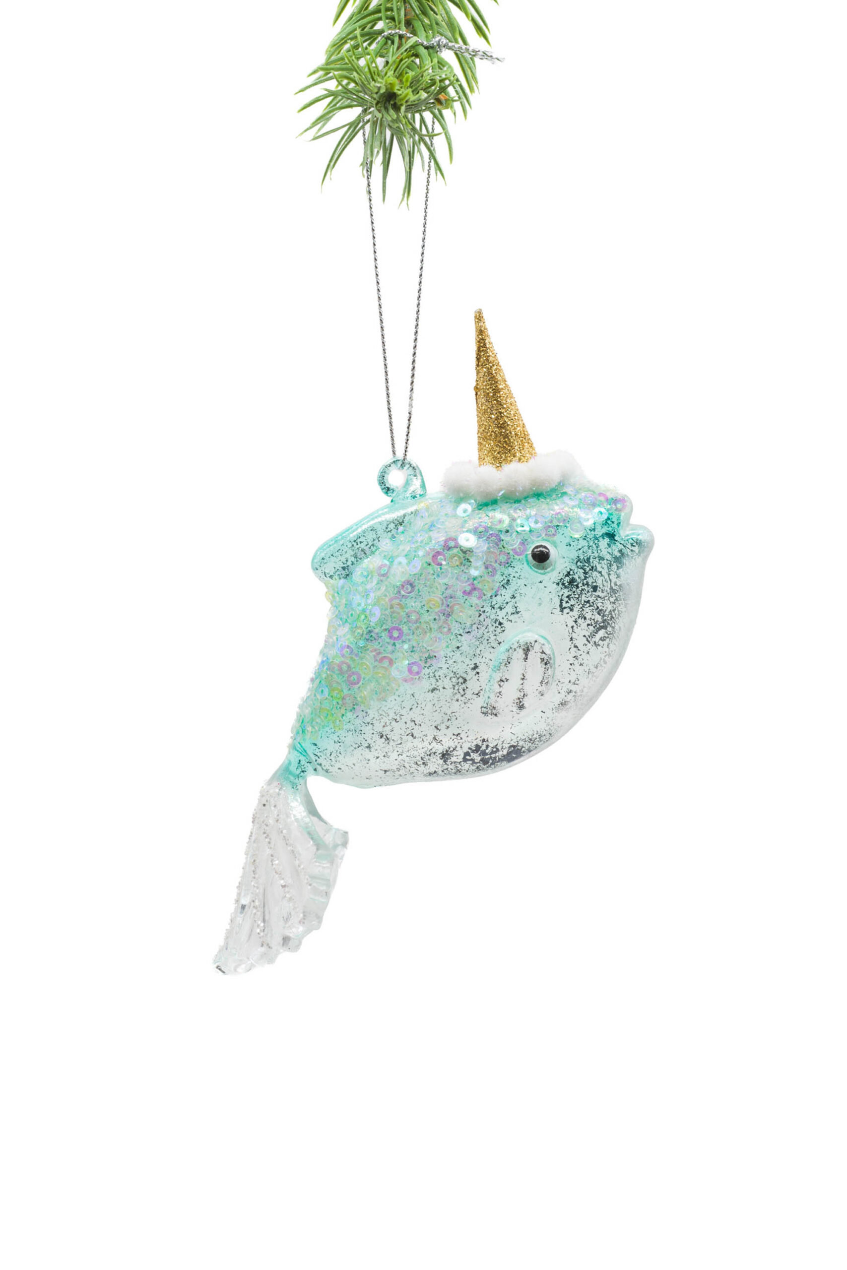 The Holiday Aisle® Gavrah Glittering Horn Hanging Figurine Ornament ...