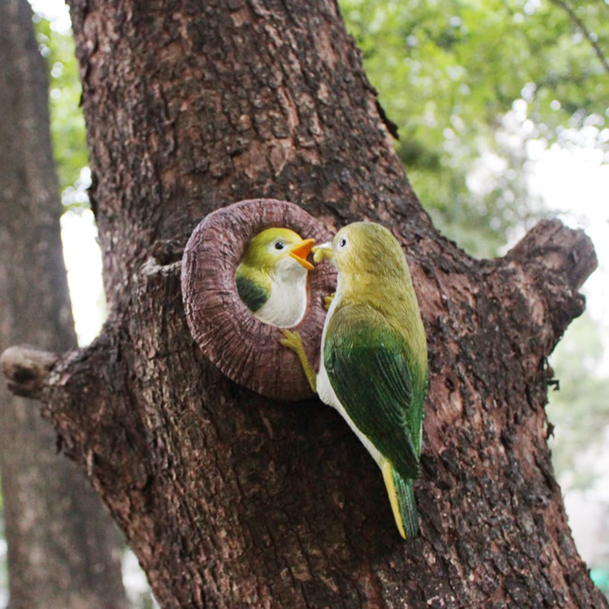Lark Manor Mom And Baby Hummingbird Tree Hugger, Resin Bird Figurines ...