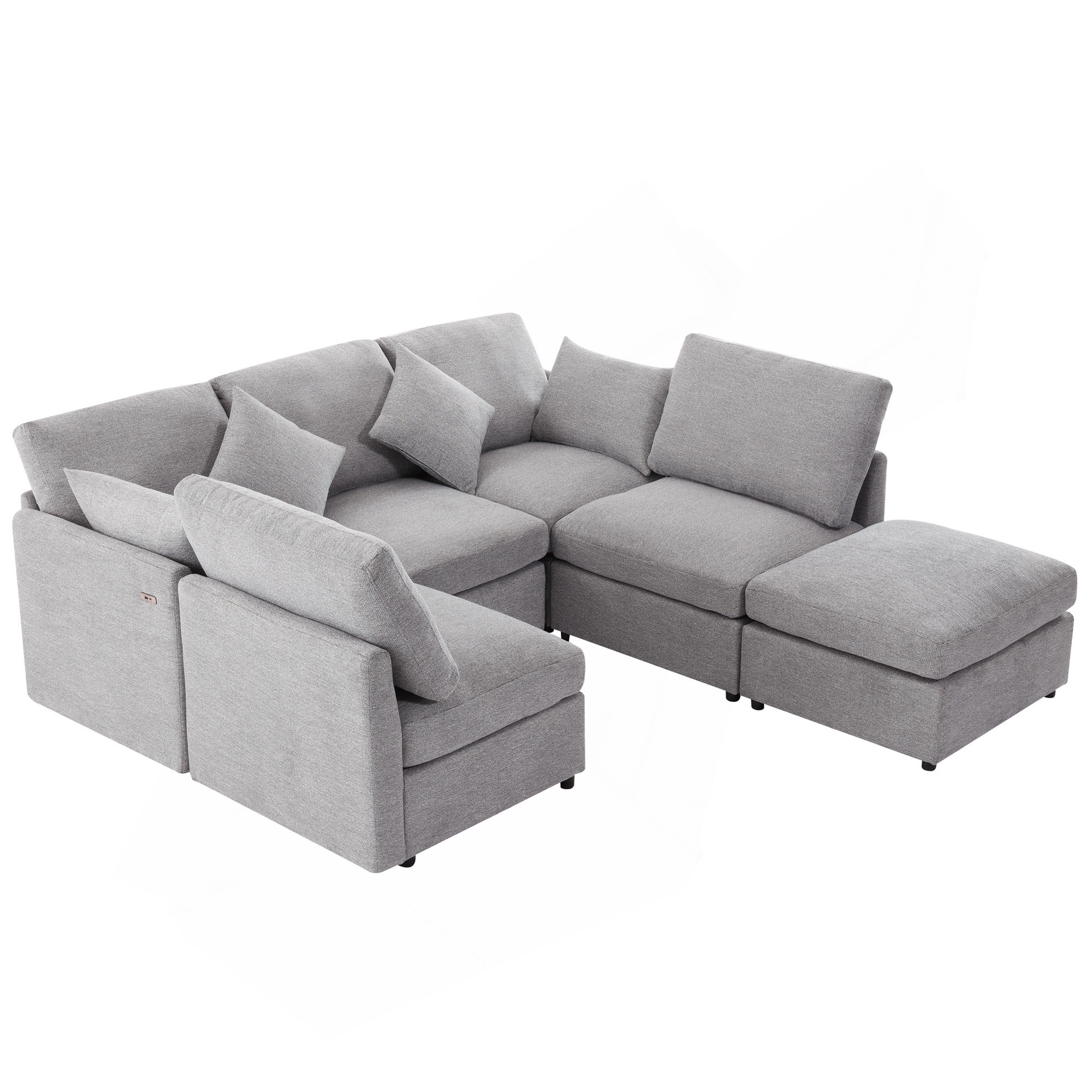 Latitude Run® Versatile Modular Sofa With Ottoman And USB Ports For ...