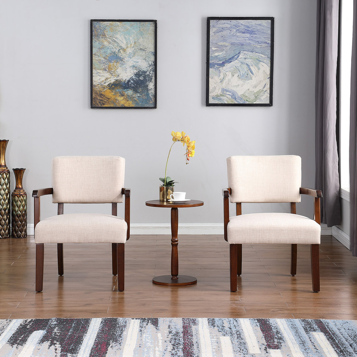 Alcott Hill® Berdean 3 Pieces Upholstered Armchair Set with Table | Wayfair