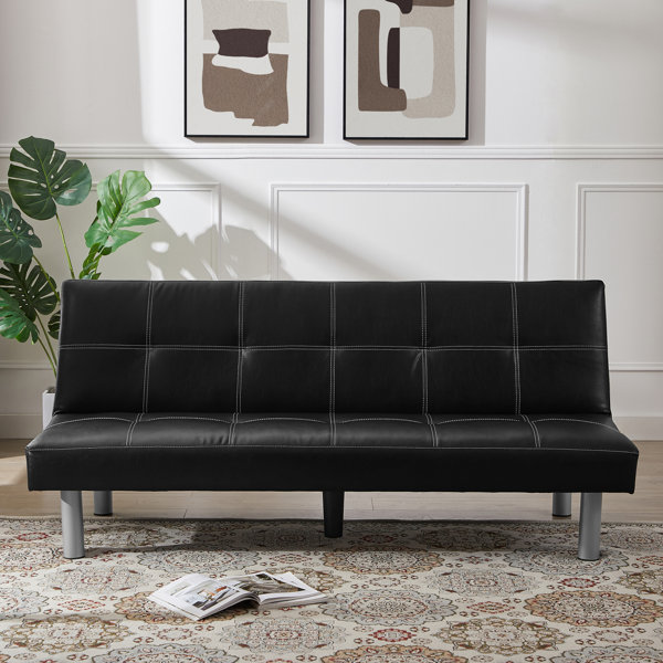 Ebern Designs Falite 66.92'' Vegan Leather Convertible Sofa & Reviews ...