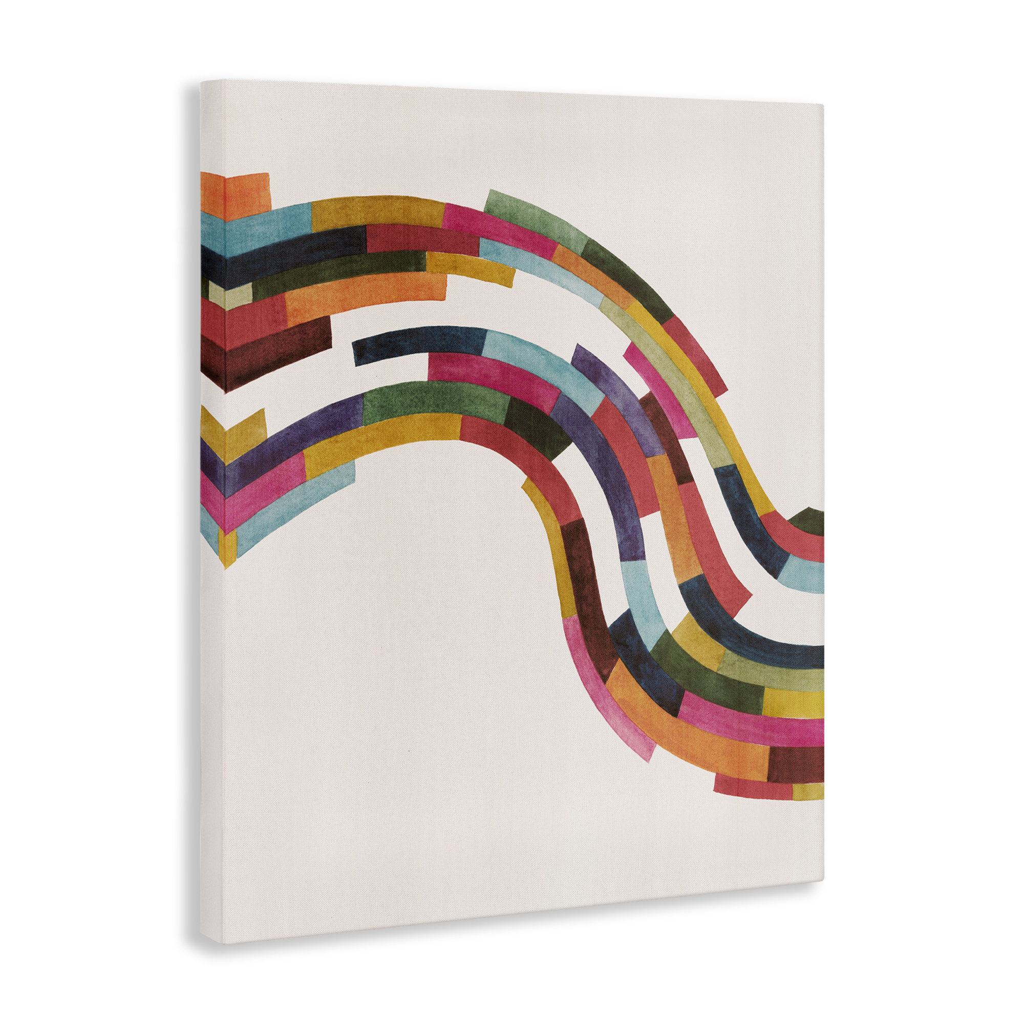 Ivy Bronx Modern Geometric Wave Design Floater Canvas Wall Art by Grace ...