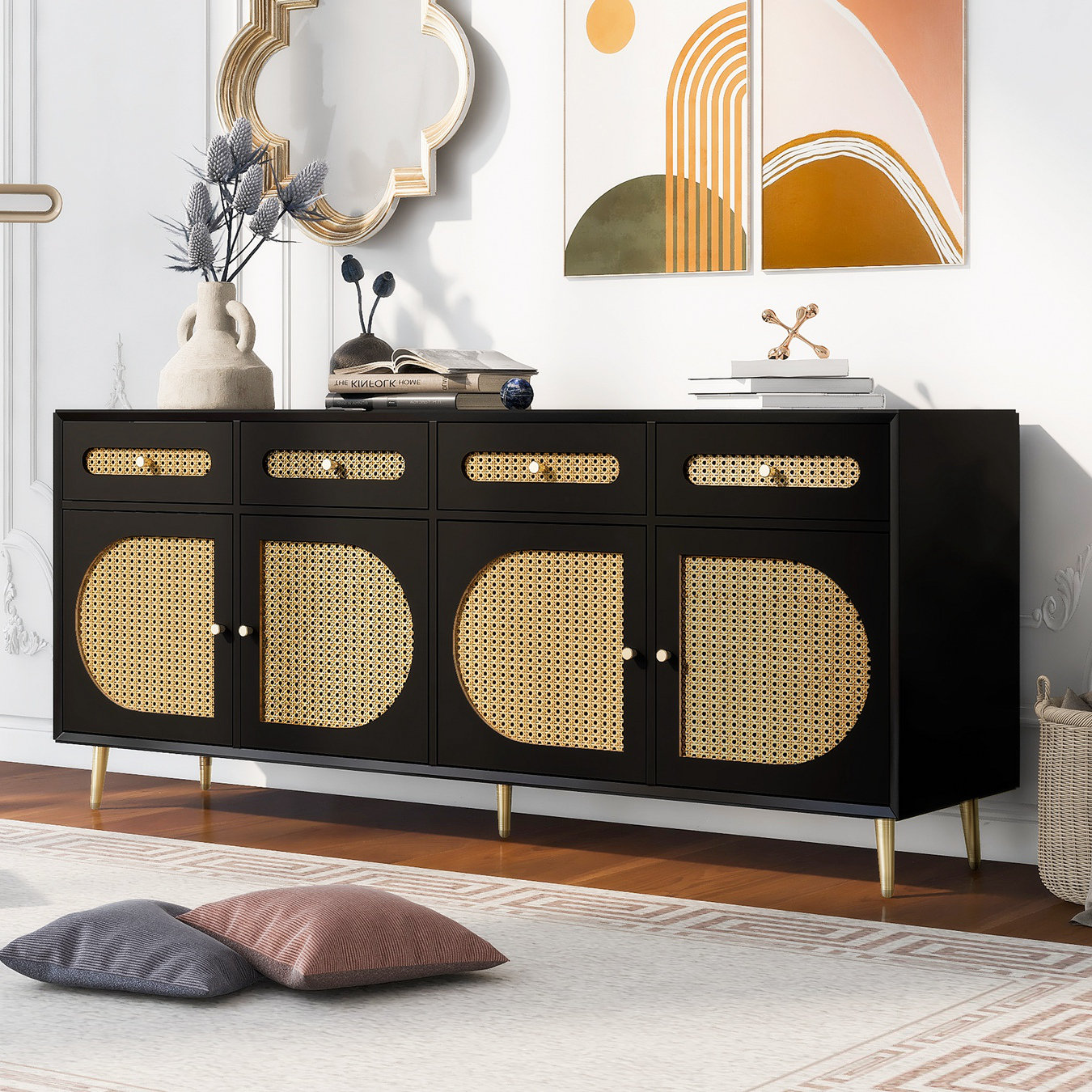 Bayou Breeze Northwick Rattan Cabinet Rattan Sideboard Rattan Console ...