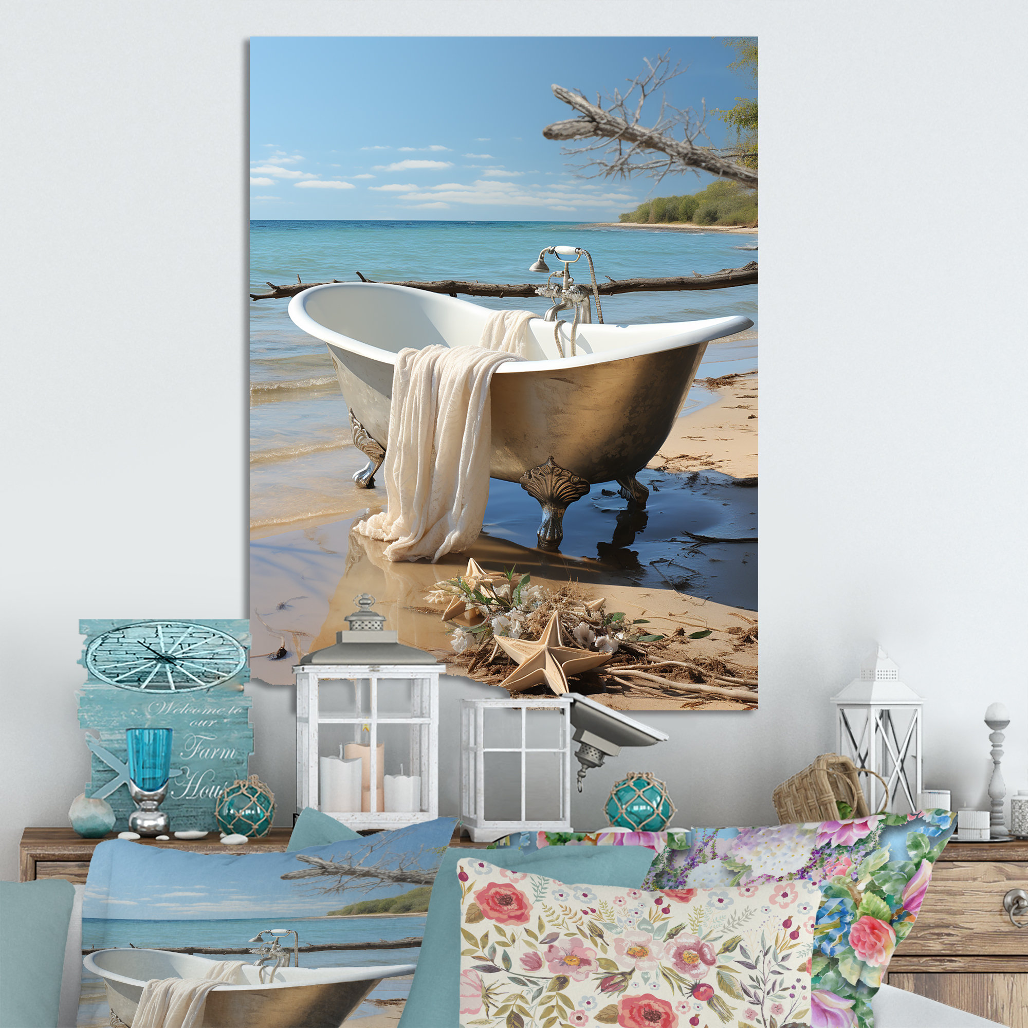 Dovecove Bathtub Coastal Tranquility - Bathroom Metal Wall Art | Wayfair