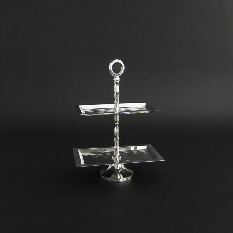 Rosdorf Park Silver 2-Tier Rectangle Cake/Desert Stand - Wayfair Canada