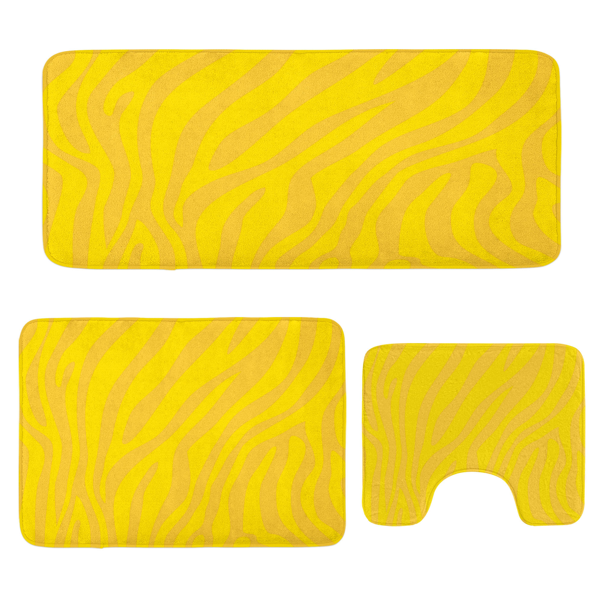 East Urban Home Zebra Print Bathroom Rug Set 3 Pieces U-Shape ...