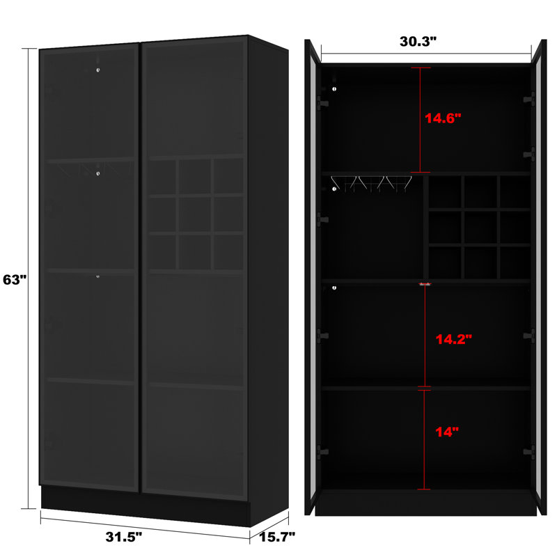 Morinome 63'' H x 31.5'' W Tower Display Case With Glass Door & Light ...