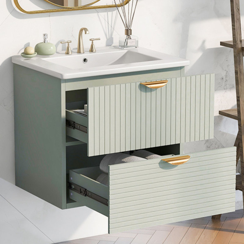 Ebern Designs Wall Mount Single Bathroom Vanity, Modern Small Floating ...