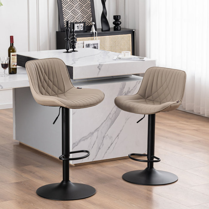 Hokku Designs Zager Swivel Adjustable Height Bar Stools, Leather ...