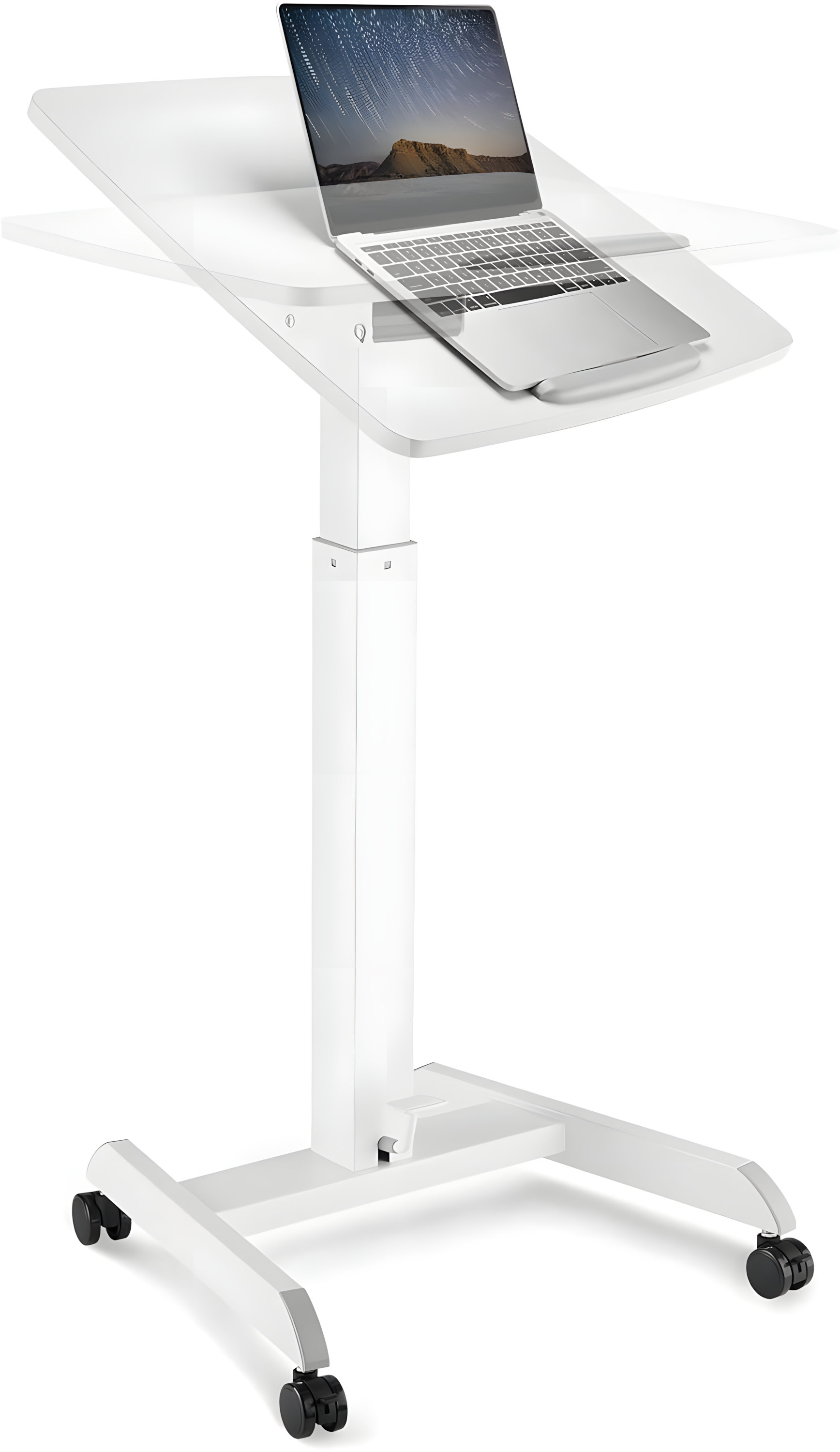 caimen Mobile Podium Standing Desk With Pneumatic Height Adjustment, 30 ...