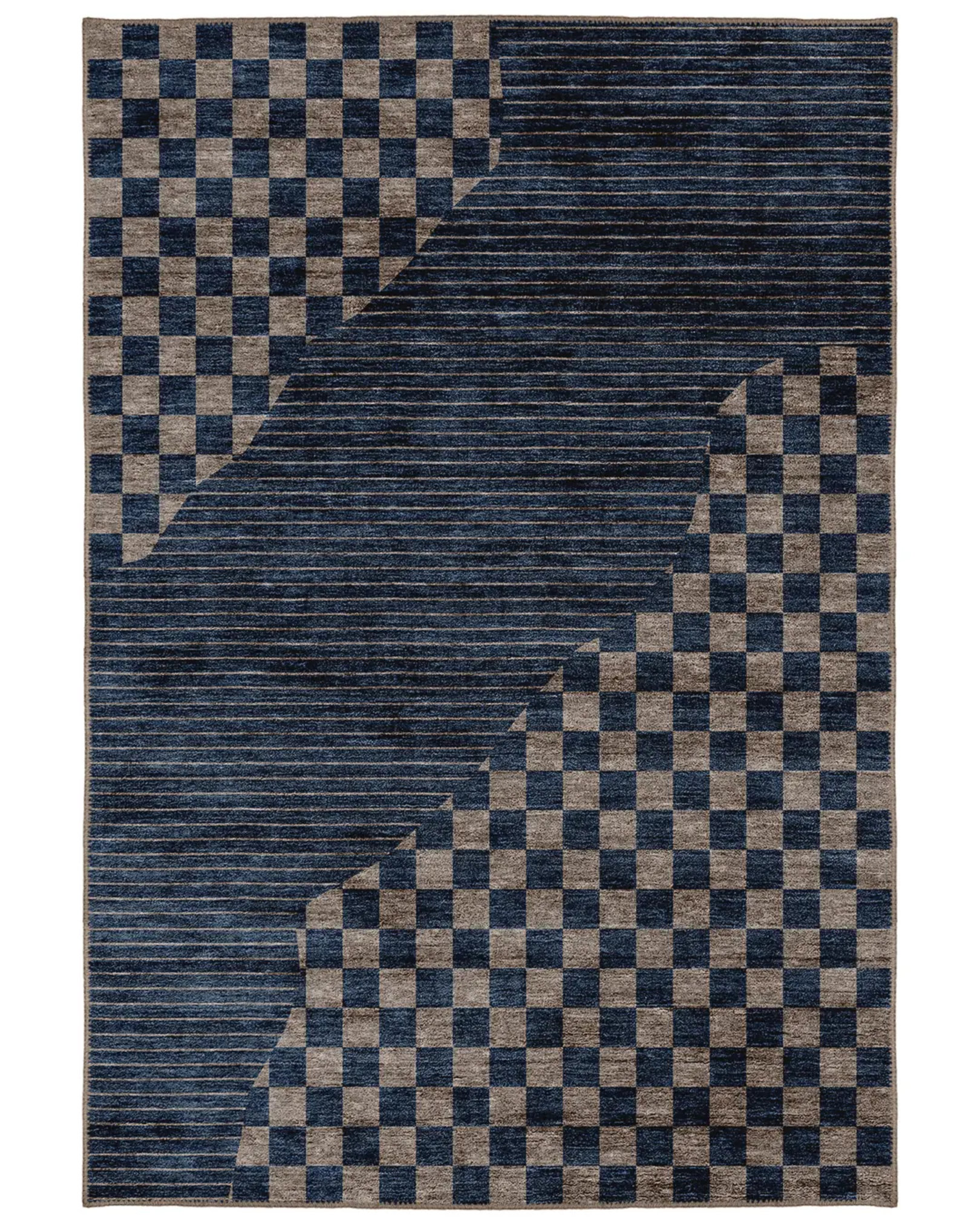 Orren Ellis Priester Checkered Striped Brown Machine Woven Cotton ...