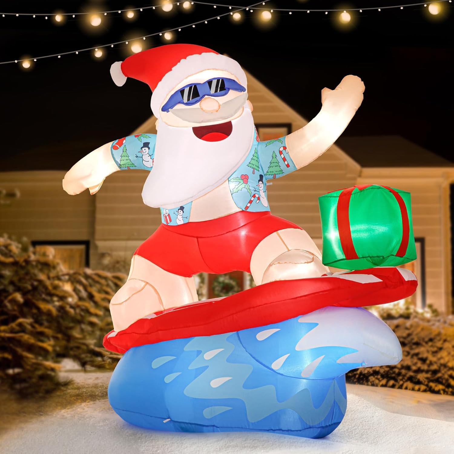 The Holiday Aisle® Christmas Inflatable Outdoor Decoration, 6Ft Surfing ...