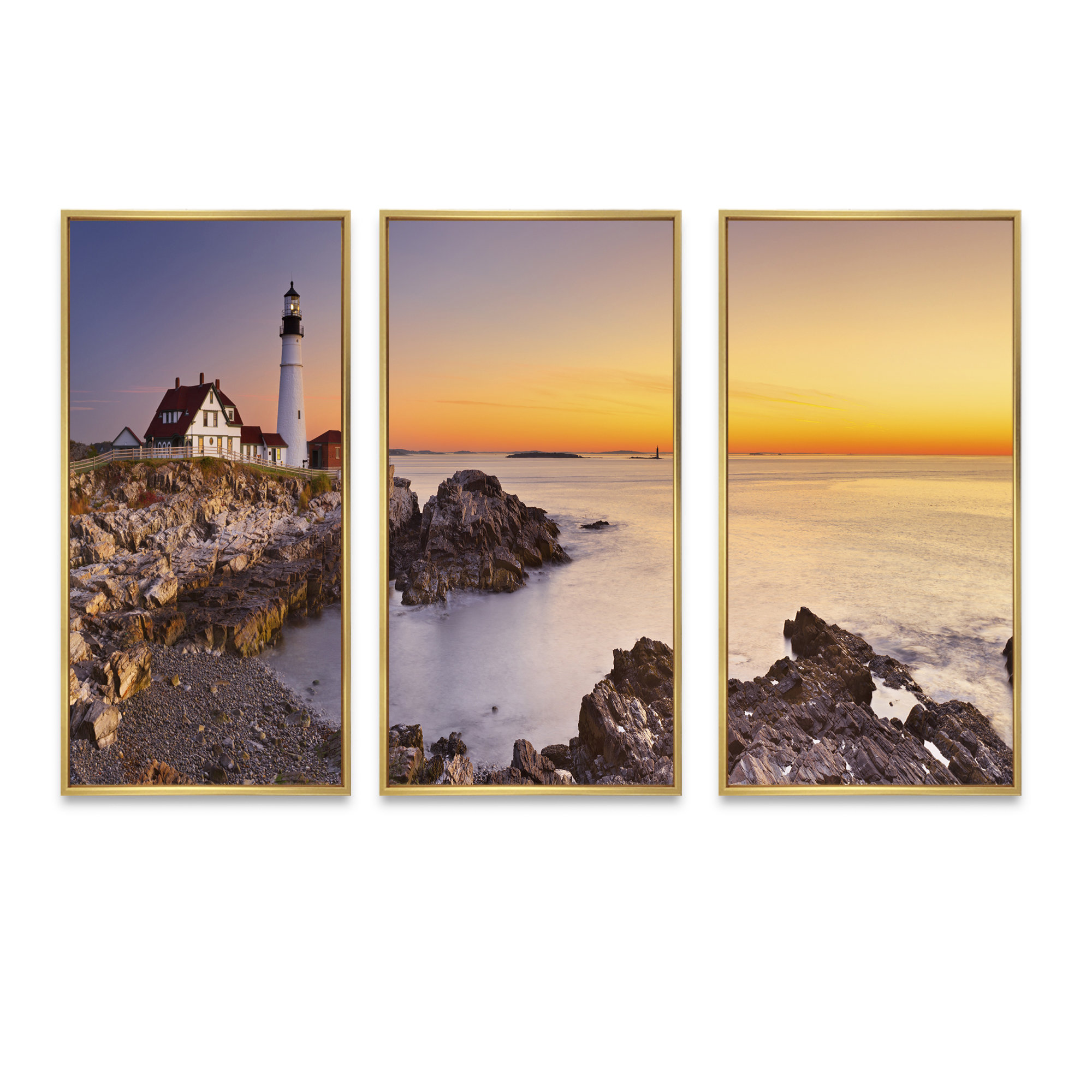 Breakwater Bay Portland Head Lighthouse Maine - 3 Piece Floater Frame ...
