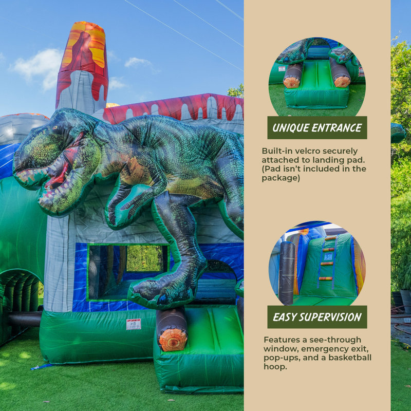 XJUMP Dinosaur Commercial Grade Bounce House Water Slide (with Pool and ...