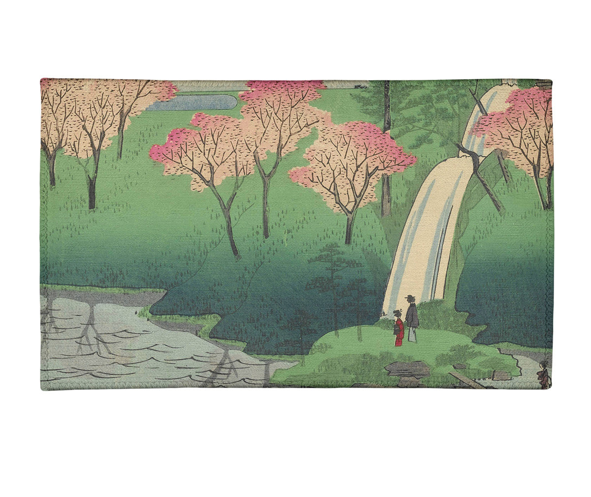 East Urban Home Chiyogaike Pond with Blossoms Pink/Green Area Rug | Wayfair