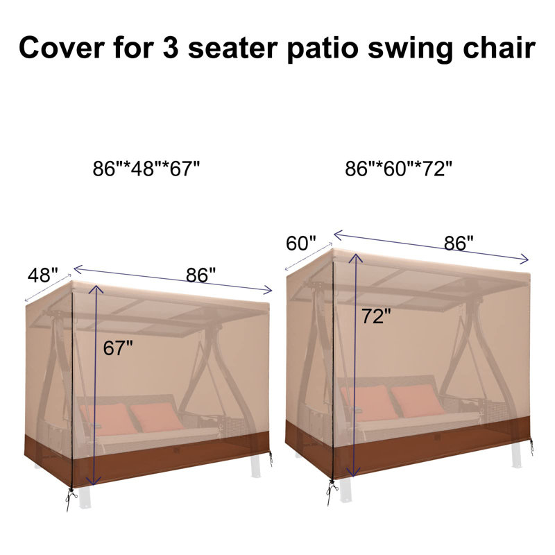 Arlmont & Co. Waterproof Outdoor Swing Cover for 3-Seater Patio Swing ...