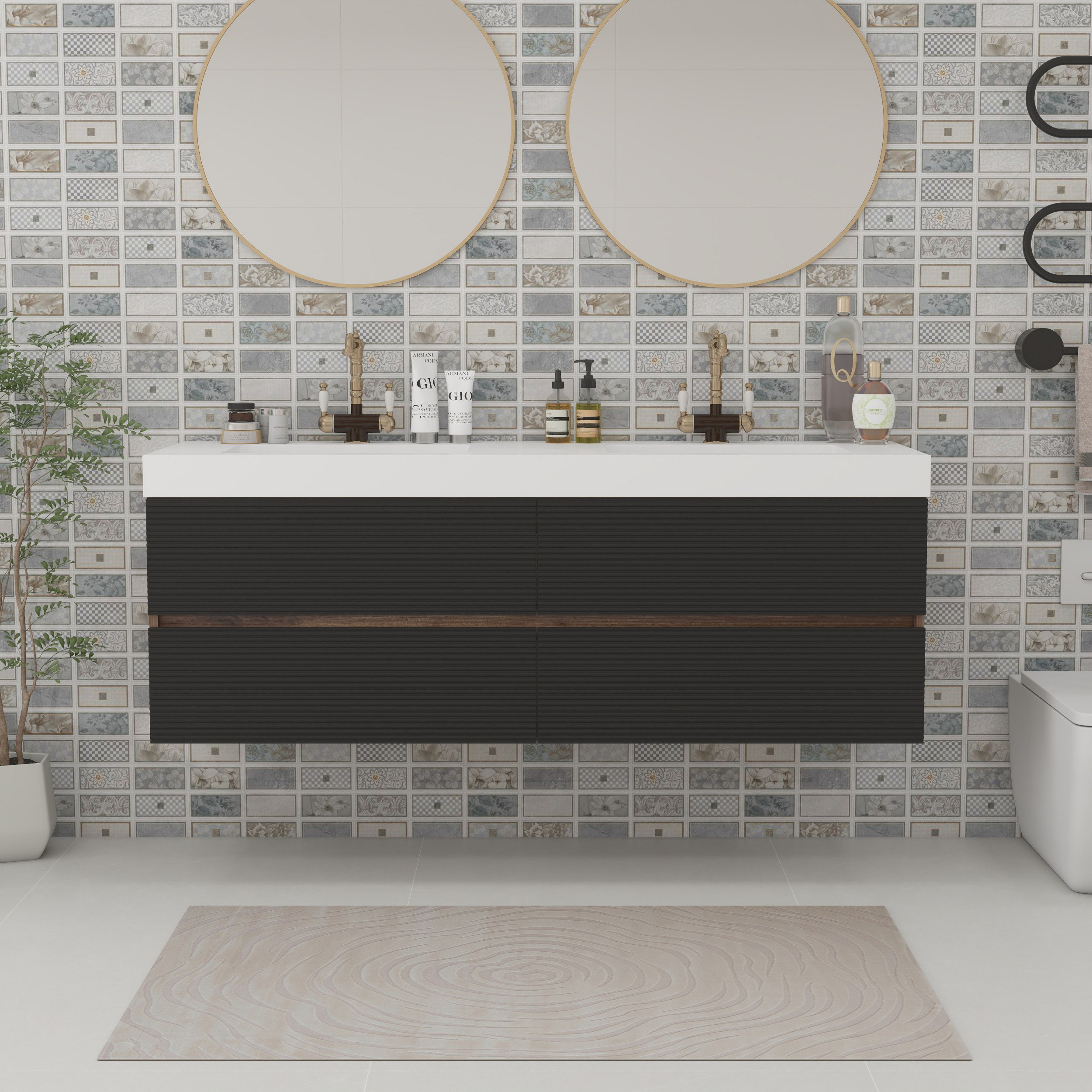 Latitude Run® 60 Inch Wall Mounted Floating Bathroom Vanity | Wayfair