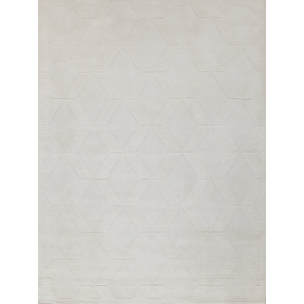 Exquisite Rugs Brunello Modern Handmade Silky Nylon White Area Rug ...