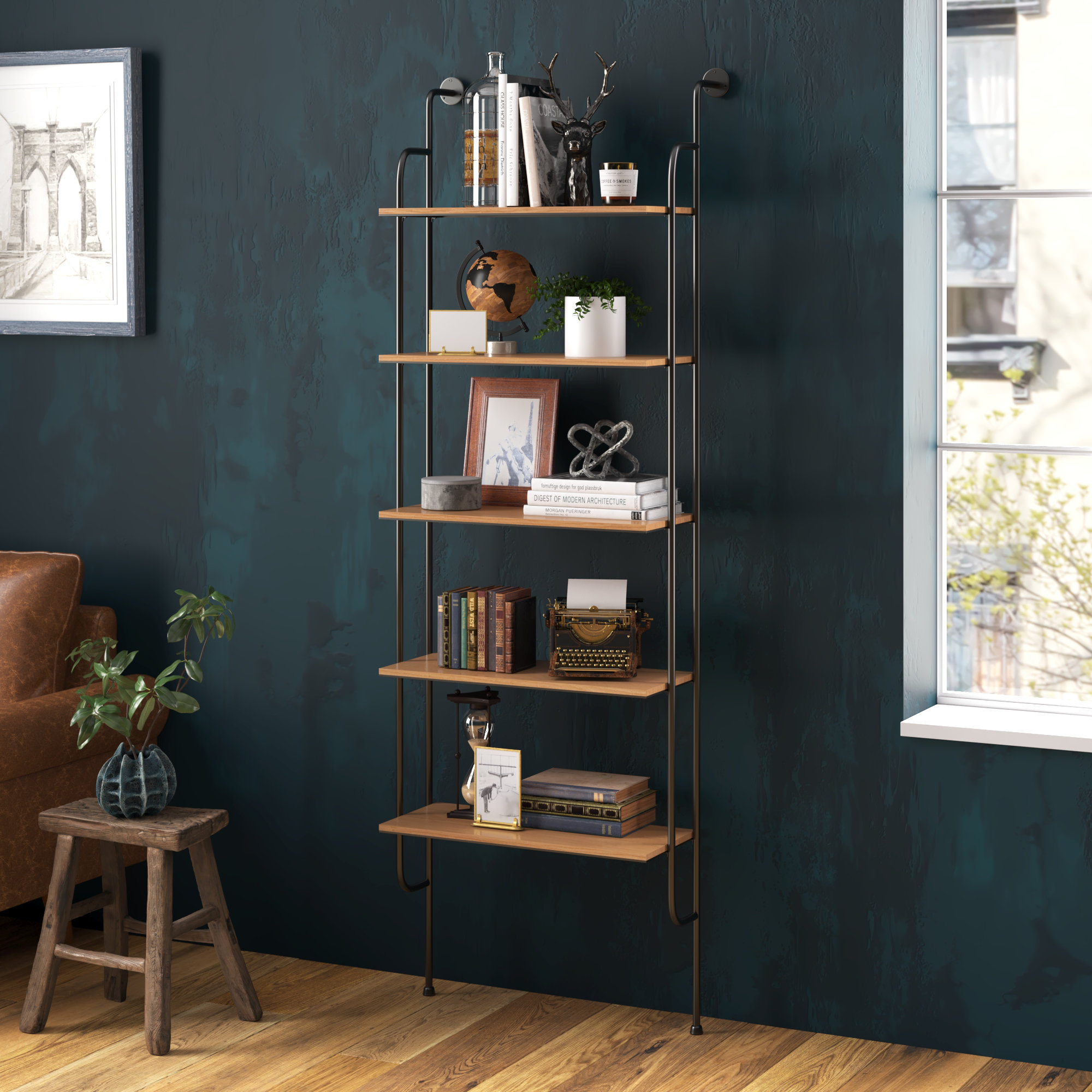 Steelside™ Metal 5 Shelves Wall Shelf & Reviews | Wayfair