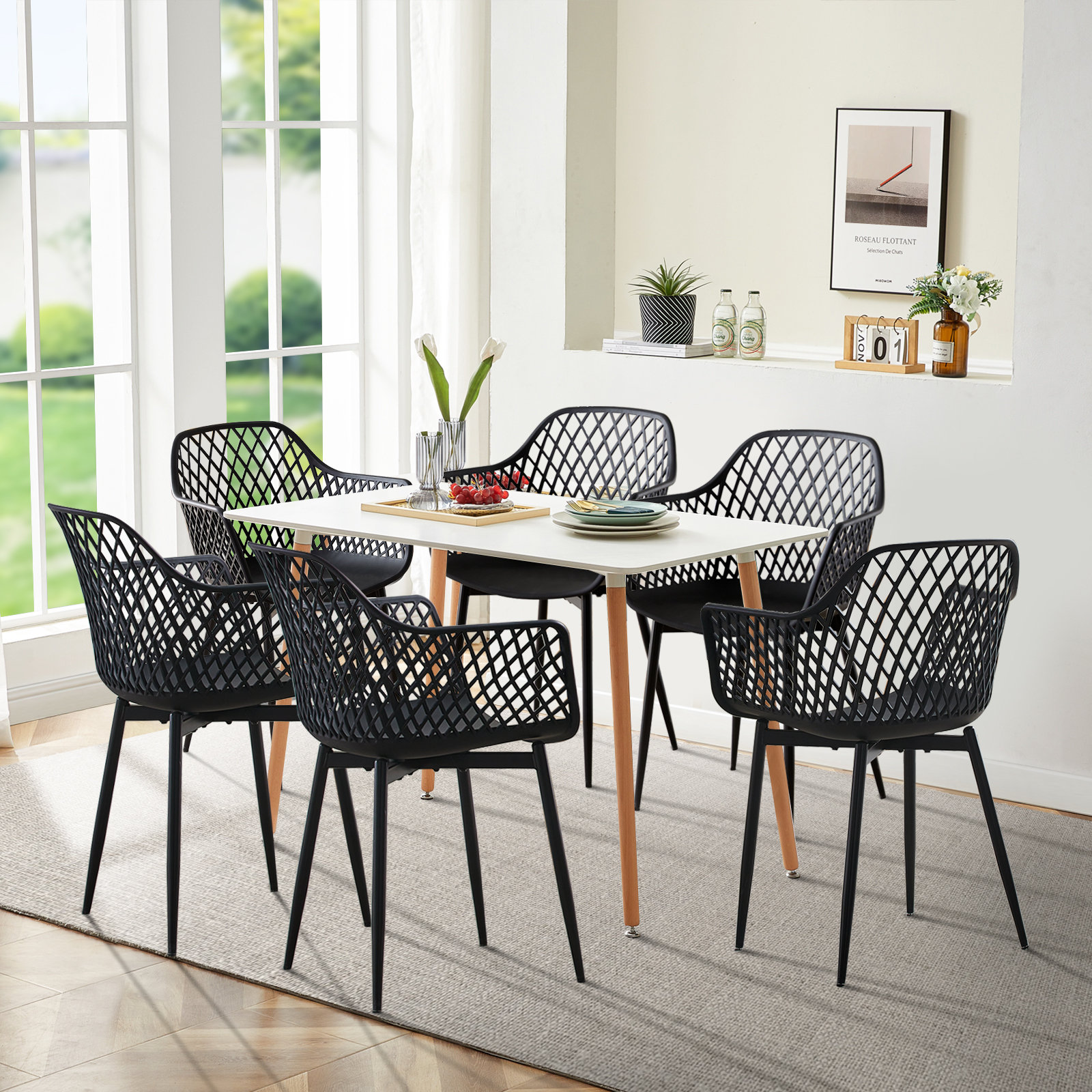 George Oliver Modern Kitchen Table And Chair Set Of 7, 7-Piece ...