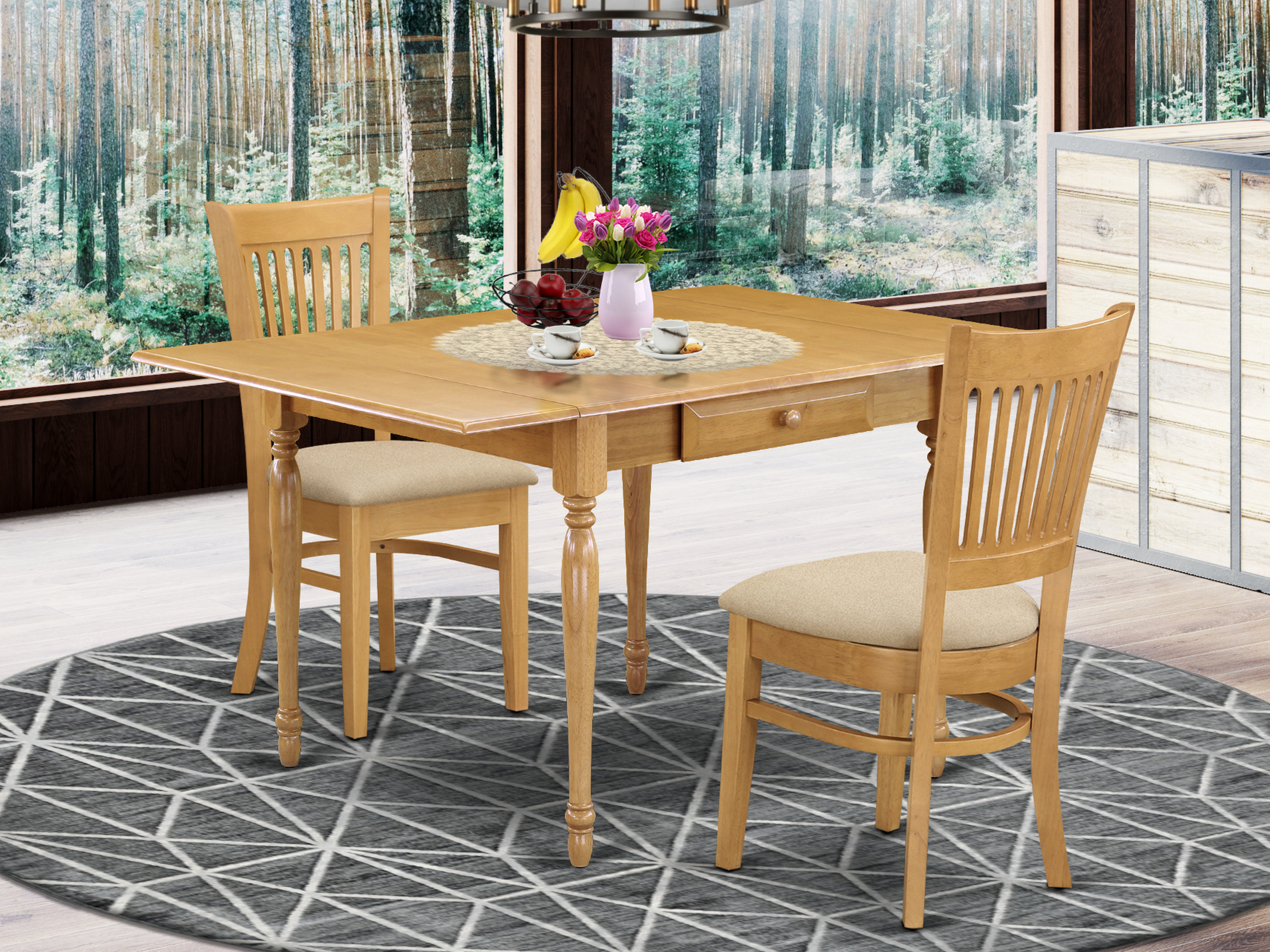 Charlton Home® Anay Drop Leaf Rubberwood Solid Wood Dining Set | Wayfair