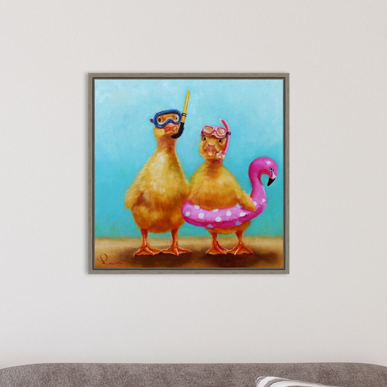 Trinx Pool Party (Ducks) by Lucia Heffernan - Floater Frame Painting ...