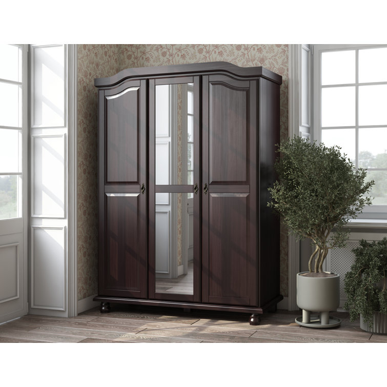 Charlton Home® Anass Kyle 100% Solid Wood 3-door Wardrobe Armoire with ...