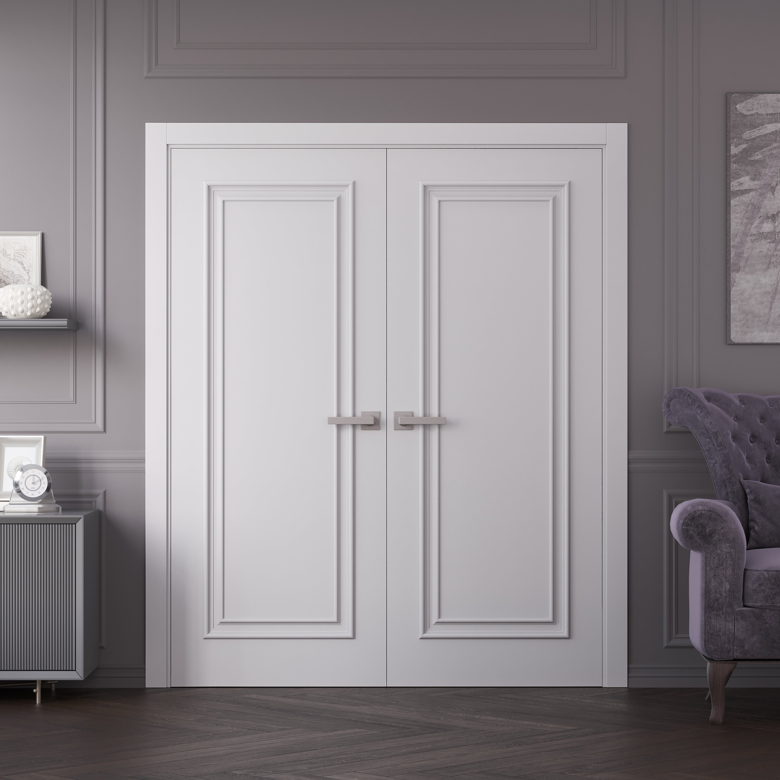 SARTODOORS Interior Double Doors | IMPERIAL 1811 White Enamel | Wood ...