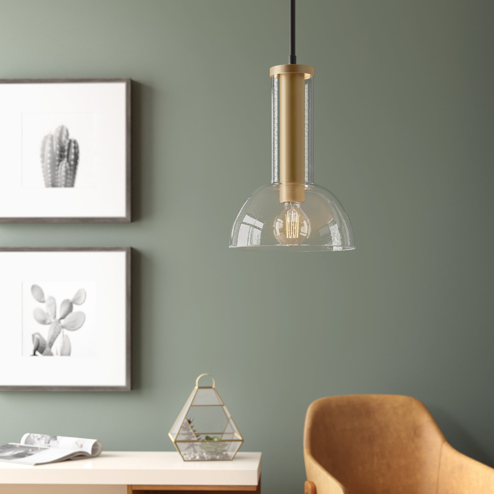 Wade Logan® Dambrosio 1 - Light Dome Bulb Pendant "& Reviews" | Wayfair