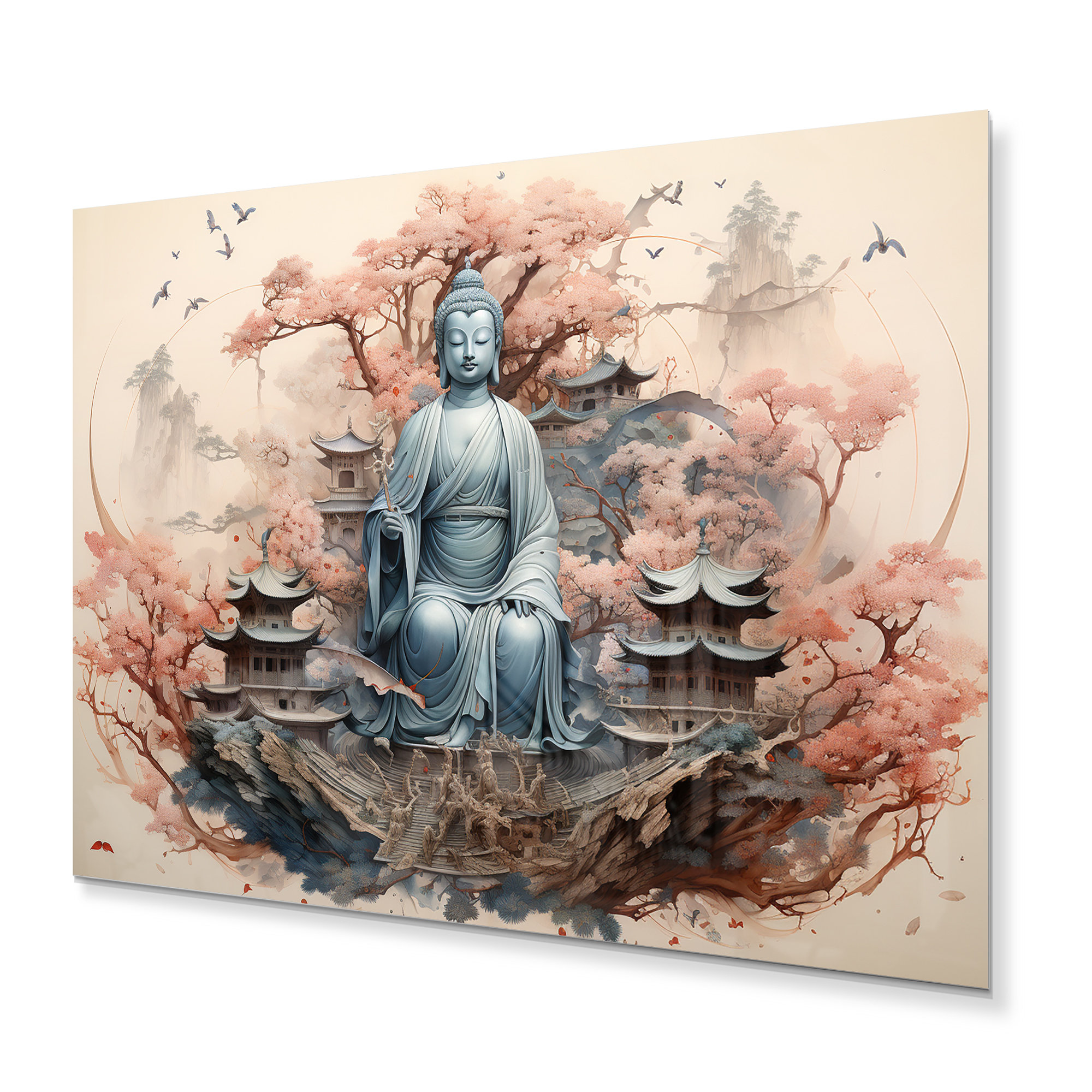 August Grove® Art mural bouddhiste rouge et bleu Sutra - décoration ...