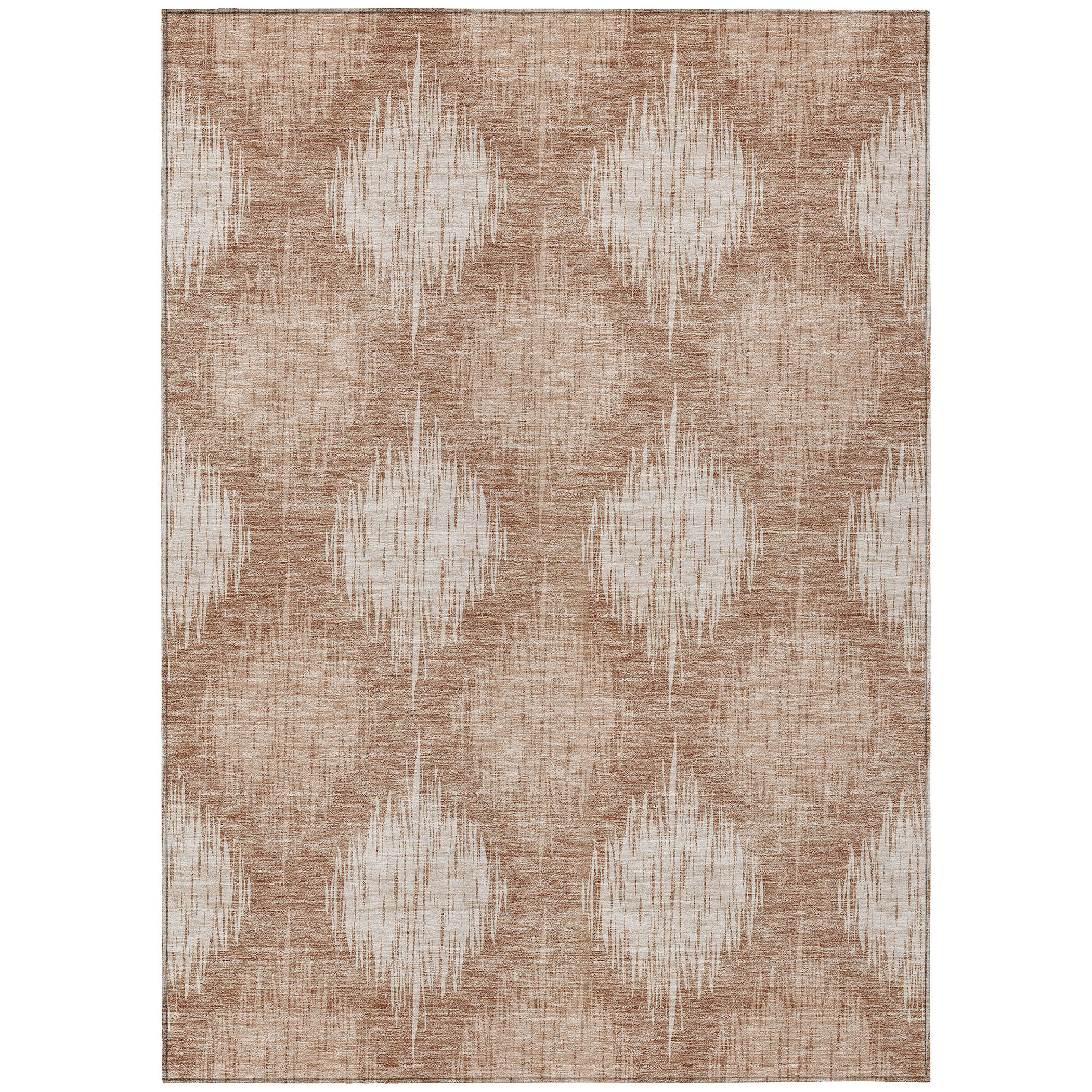 HomeRoots 10' X 14' Coral And Terra Cotta Ikat Washable Indoor Outdoor ...