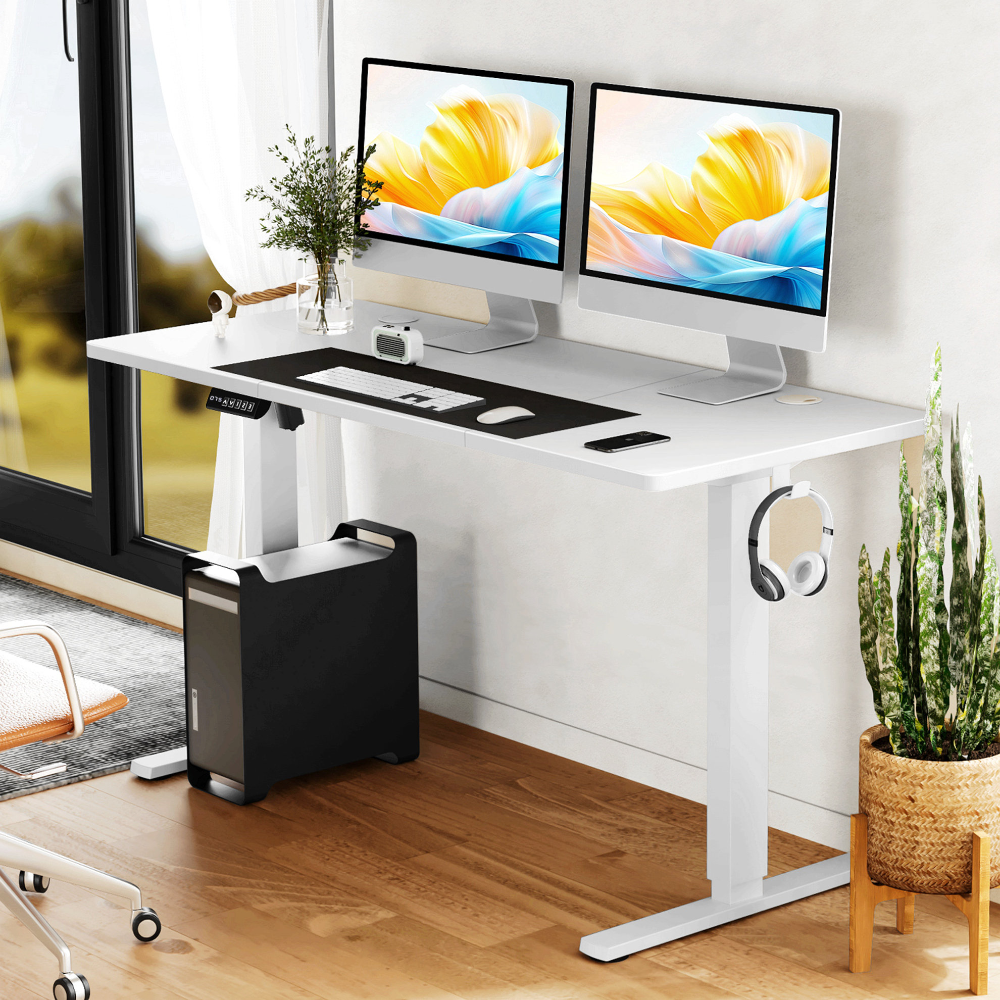 Inbox Zero Standing Desk Adjustable Height 63 X 24 Inch Electric ...