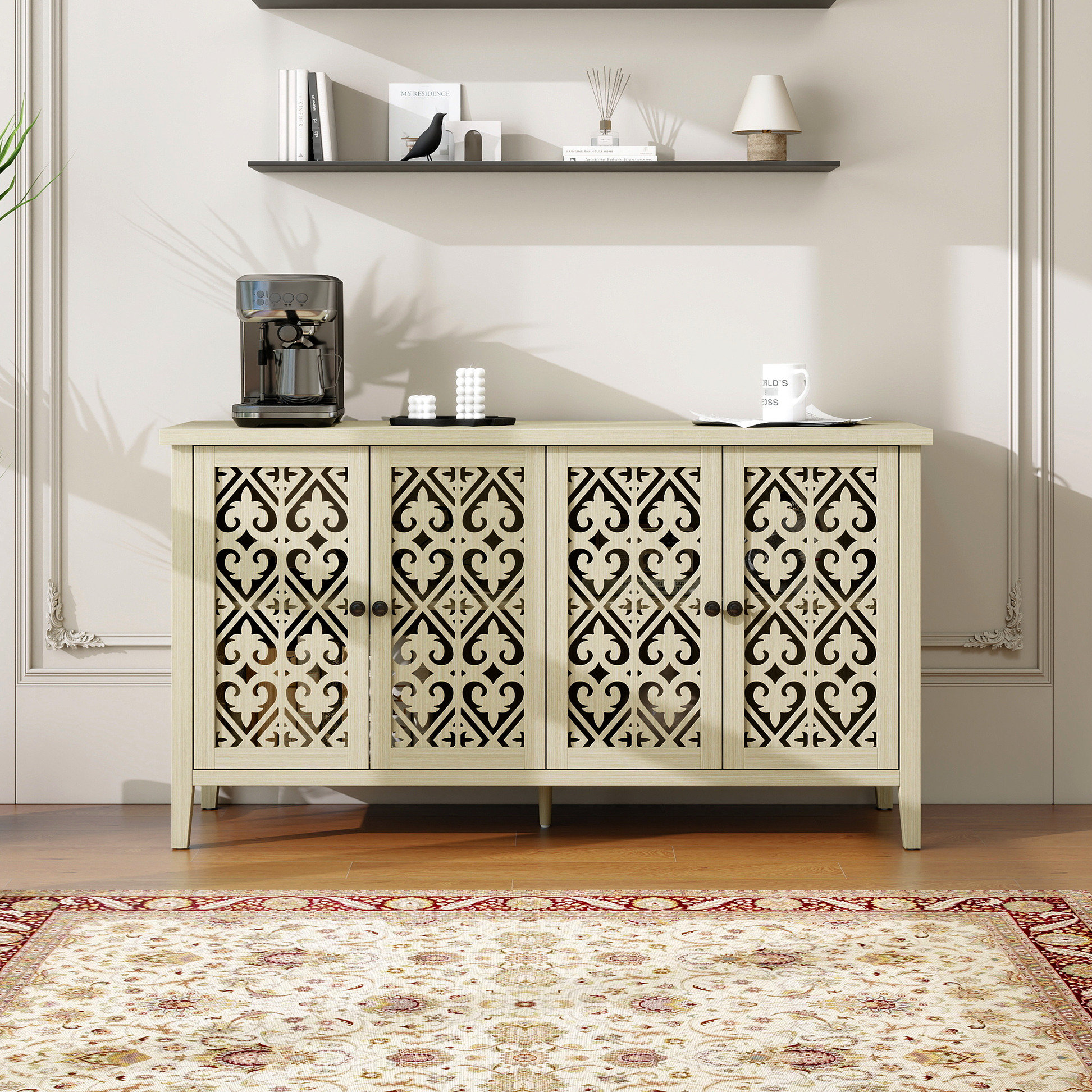 IntrospectiveIncline Hollowed - Out Cabinet With 4 Doors For Bedroom ...