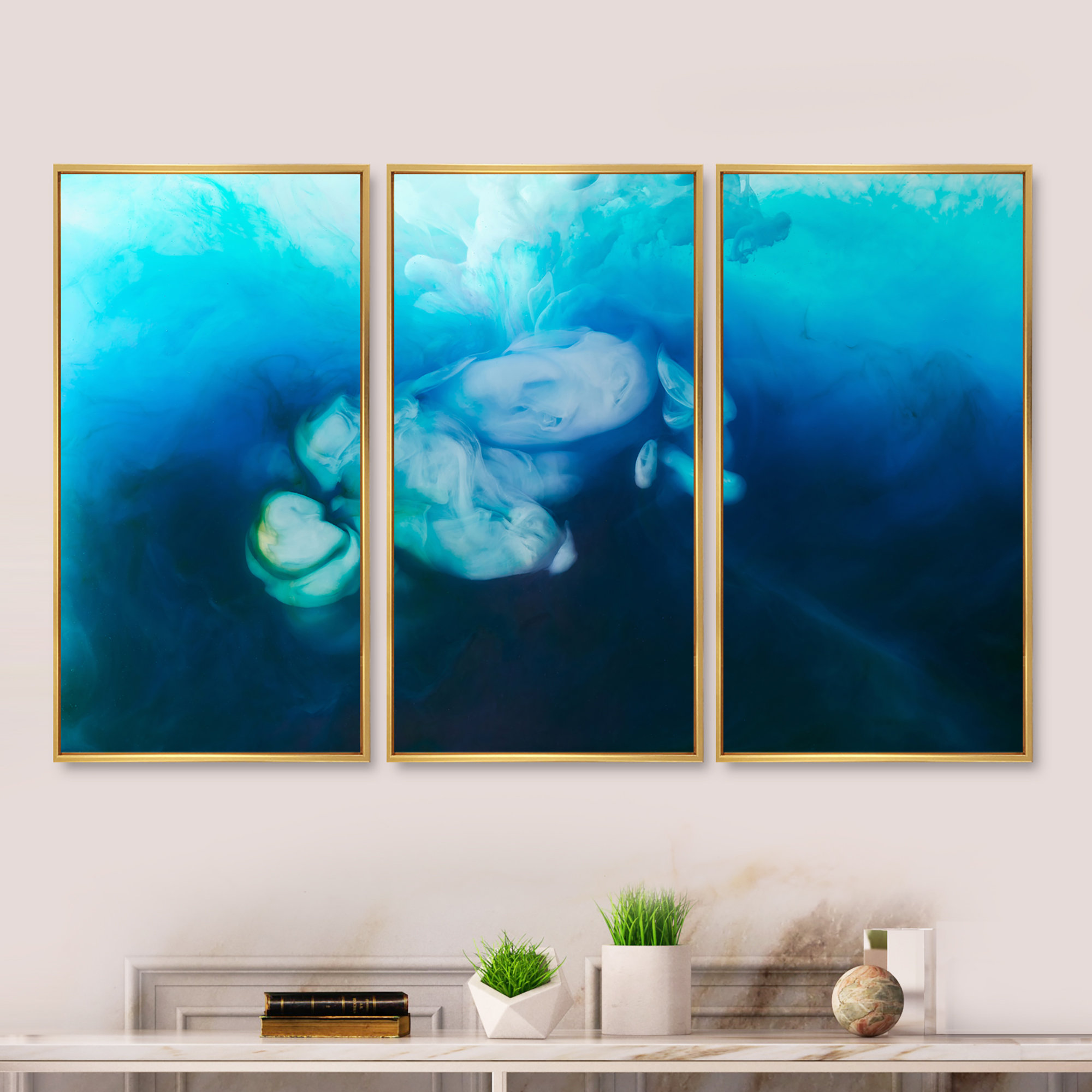 Wrought Studio™ Light Blue Drip in Ocean of Blue And Turquoise - 3 ...