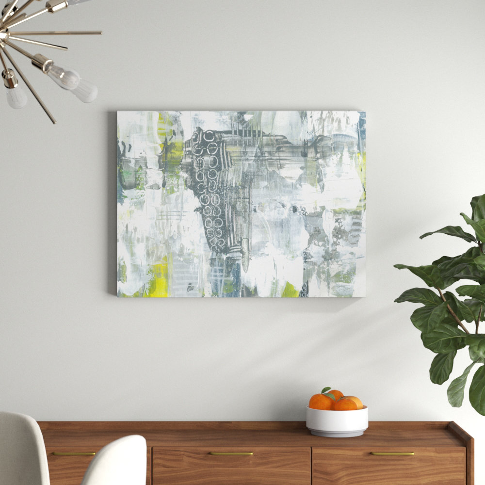 Corrigan Studio 'Grey and Yellow Orbs' Acrylic Painting Print on Canvas ...