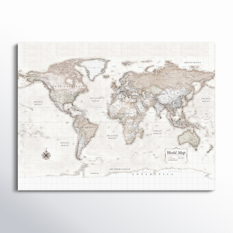 Langley Street® Classic World Map - Wrapped Canvas Graphic Art Print ...